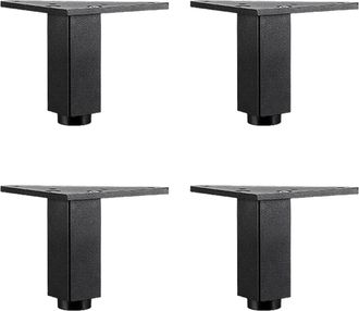 Generic Schrankbeine Schwarz, 4 St&uuml;ck Quadratische M&ouml;belbeine Verstellbare Schrankf&uuml;&szlig;e H&ouml;he: 10-35cm M&ouml;belf&uuml;&szlig;e Aluminiumlegierung | Eloxierte Oberfl&auml;che | Tis