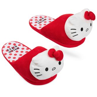 Hello Kitty Damen Hausschuhe, Kuschelige und Rutschfeste 3D Plüsch Pantoffeln - Geschenke für Frauen, Teenager (40-41 EU, Rot)