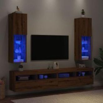 Les Tendances Meubles TV avec lumi&egrave;res LED 2pcs ch&ecirc;ne artisanal 30,5x30x102