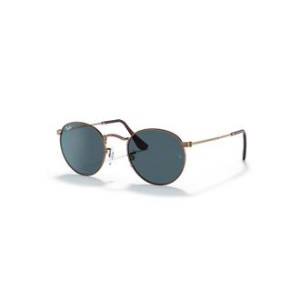 Ray-Ban Round Metal Antiqued Sonnenbrillen Antikkupfer Fassung Blau Glas 50-21