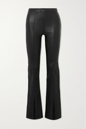 SPRWMN Schlaghose Aus Leder Mit Teilungsnähten - Schwarz