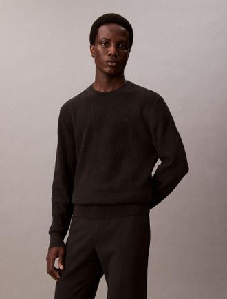 Calvin Klein Strickpullover LS TXTR CTTN CRWNK S Mit Rundhalsausschnitt