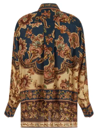 Zimmermann Jacobean Patterned Silk Shirt - Navy