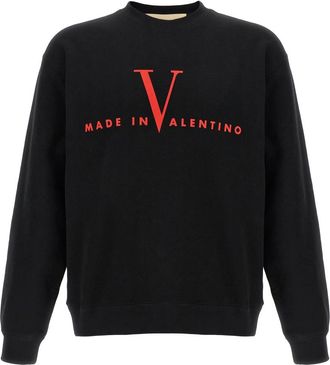 Valentino Garavani Homme, Sweatshirts et sweats &agrave; capuche, Noir, Taille: XL SweaT-shirt ras du cou en coton avec imprim&eacute; Made In Valentino
