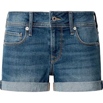 Pepe Jeans London Regular Short MW, Bleu (Denim-Ic4), 31W Femme
