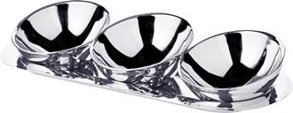 Edzard 3er Schalen-Set Asti (&Oslash; 10 cm, L 30 cm) Servierschalen auf Tablett in Edelstahl - Servierschalen, Dekoschale, Obstschalen, Snackschale, Serviersch&uuml;sse