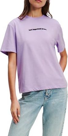 Karl Lagerfeld Femme T-Shirt &Agrave; Manches Courtes avec Logo Flou Coupe R&eacute;guli&egrave;re, Violet, S