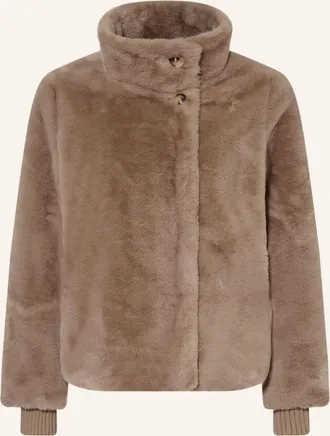 Comma Comma Kunstfell-Jacke beige