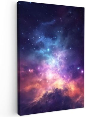 MuchoWow © Wandbilder 60x90 cm Schlafzimmer Home Deko Wohnung Bild Wohnzimmer Fotoleinwand Wand Bilder Leinwand Wall Decor Berge - Himmel - Weltraum - Neon