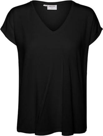 Vero Moda CURVE Vmaya SS T-Shirt &agrave; col en V VMA Noos Curve pour Femme, Noir, S