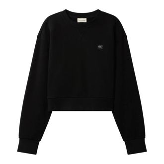 Calvin Klein Femme, Sweatshirts et sweats &agrave; capuche, Noir, Taille: 36 FR SweaT-shirt Court en Terry Fran&ccedil;ais Coupe Relax