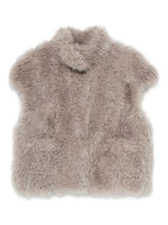 Simonetta Ravizza débardeur en peau lainée à manches courtes - Gris