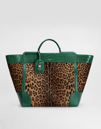 Dolce & Gabbana Sicily Handbag In Polished Alligator And Leo Pony - Mann Shopper Print Onesize