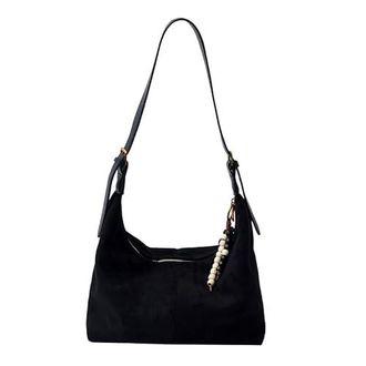 Generic Sac &agrave; main fourre-tout en daim synth&eacute;tique de couleur unie - Sac &agrave; raviolis souple - Sac r&eacute;tro pour filles et femmes - Cadeau danniversaire, Noir, 11.