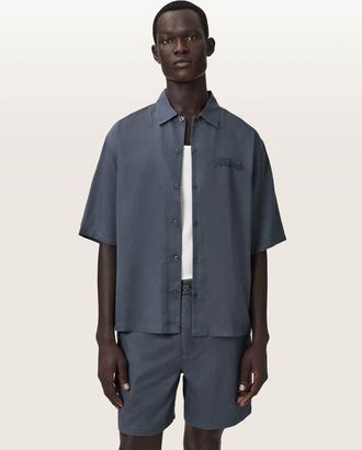AllSaints Circe - Kurz&auml;rmliges Hemd in Mondsteinblau