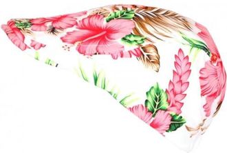 Nyls Cr&eacute;ation Casquette Beret Fleurs Roses et Blanches Tropicales en Coton - Taille Unique - Rose