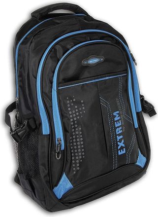 Bag Street International gro&szlig;er Herren - Rucksack Schultasche Freizeittasche Markentasche Bag Street Arbeitstasche, schwarz/blau, Ma&szlig;e: 32 cm x 47 cm x 20 cm
