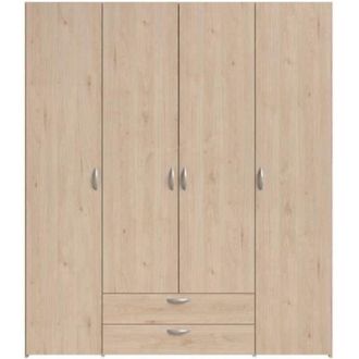 Parisot Armoire chambre varia - D&eacute;cor chene - 4 portes battantes + 2 tiroirs - l 159,9 cm x p 51,3 cm x h 185 cm