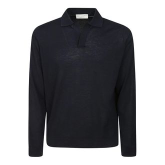 FILIPPO DE LAURENTIIS Homme, Tops, Bleu, Taille: XL Polo bleu &agrave; manches longues en coton