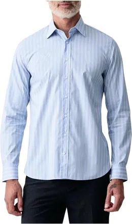 Michael Kors Chemise ray&eacute;e en coton stretch coupe ajust&eacute;e - Homme - Chemises - Bleu - Taille: L