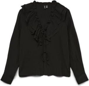 Vero Moda Vero Moda Vmkausa Flounce Ls Top WVN GA, Noir, X-Small Femmes