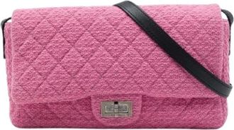 Chanel Sac bandouli&egrave;re matelass&eacute; vintage en tweed pr&eacute;-appartenant - Femme - Pre-owned - Rose - Taille: ONE Size