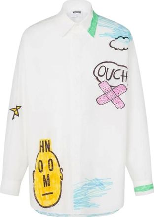 Moschino Homme, Chemises, Multicolore, Taille: L Printed Cotton Poplin Shirt