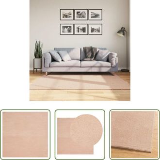 vidaXL vidaXL Teppich 160x160 cm - Teppich HUARTE Kurzflor Weich und Waschbar Blassrosa 160x160 cm
