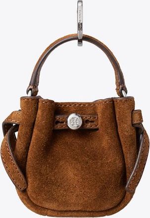 Tory Burch Romy Bucket Bag aus Wildleder mit Anh&auml;nger