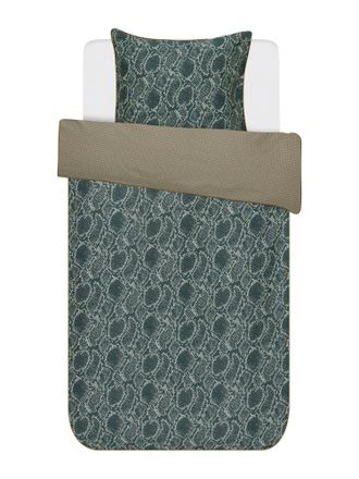 Essenza Wendebettw&auml;sche Solan Gr&uuml;n Schlangenprint Schlangenmuster Satin, Gr&ouml;&szlig;e:135 cm x 200 cm