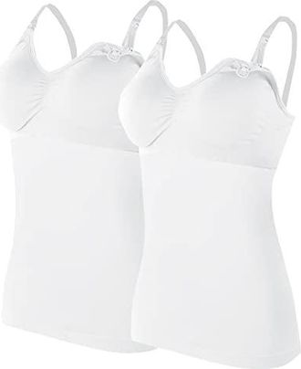 Generic Lot de 2 soutiens-gorge pour femme - D&eacute;bardeurs dinfirmi&egrave;re int&eacute;gr&eacute;s - Camisole de maternit&eacute; - Avec 4 coussinets, blanc, L