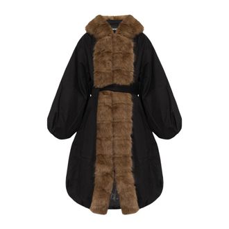 Rotate Mantel mit Kunstpelzkragen - - Coats - Damen - Schwarzk - S