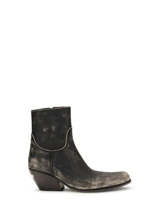 Balenciaga Womens Ankle Boots Memphis Black-Beige Calf Leather (bos Taurus) Black/beige