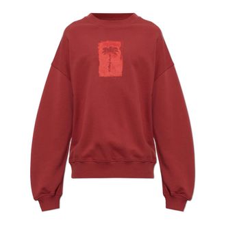 Palm Angels Baumwoll-Sweatshirt mit Print - - Sweatshirts & Hoodies - Herren - Rot - XL