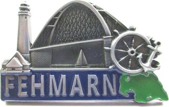Generic Fehmarn Magnet Metall Souvenir Germany Fehmarnsundbr&uuml;cke Anker Leuchtturm