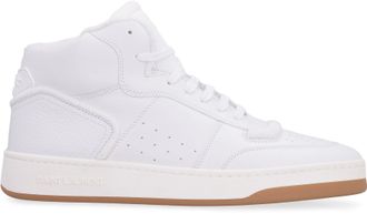 Saint Laurent Mens Mid-Top Sneakers White Calf Trainers