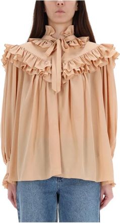 Chlo&eacute; Femme, Blouses et Chemises, Beige, Taille: 38 FR Blouse &agrave; volants