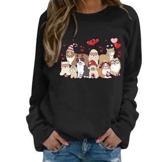 Generic 2026 Sweat &agrave; capuche &agrave; manches longues pour femme Imprim&eacute; chien d&eacute;contract&eacute; No&euml;l Vacances, Noir, XXL