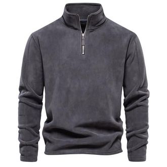 Generic Sweat &agrave; capuche pour homme avec fermeture &eacute;clair quart de longueur Sweat-shirts automne et hiver col montant pull d&eacute;contract&eacute; t-shirt veste de sport s
