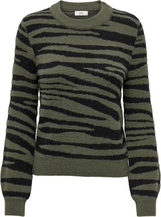 Jacqueline de Yong JdY Damen JDYLORRAINE Animal L/S Pullover KNT NOOS Strickpullover, Kalamata/Detail:Black Zebra Stripes, 12x18inch