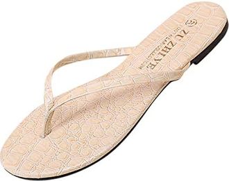 Generic Tongs de bain pour femme - Antid&eacute;rapantes - Noir - &Eacute;l&eacute;gantes - Pour le printemps - Avec talon - Pour l&eacute;t&eacute; - Chaussures de plage ouvertes, beige, 37 EU