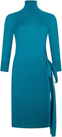 Malo Femme, Robes, Bleu, Taille: 42 FR Robe Midi Ceintur&eacute;e