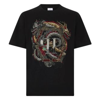 Philipp Plein Rundhals-T-Shirt Dragon - - Tops - Herren - Schwarzk - L