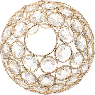 F Fityle Gl&auml;nzende Ersatzabdeckung f&uuml;r Deckenleuchtenschirm, Strass-Lampenschirm, passender -Kristall-Lampenschirm f&uuml;r Tischlampe, Schlafzimmer, Gold