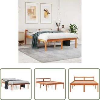 vidaXL Massivholz-Bett - Seniorenbett Wachsbraun 140x200 cm Massivholz Kiefer