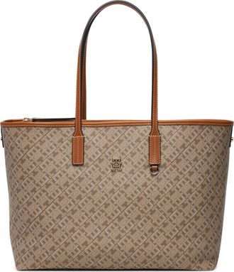Tommy Hilfiger Handtasche Tommy Hilfiger Th Monoplay Leather Tote AW0AW17416 Hellbeige