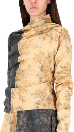 Ganni Ruched Organic Cotton Blouse - Multicolor