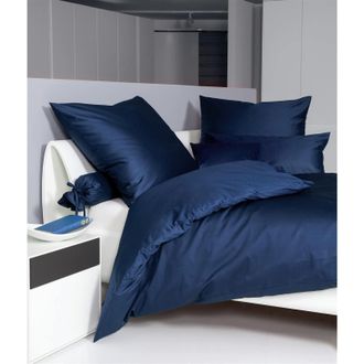 Janine Kissenbezug Mako Satin Kissenhülle Uni Colors 80 x 80 cm Marine
