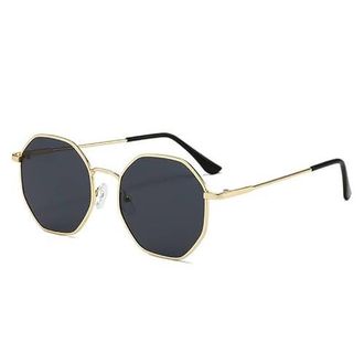 Generic Lunettes de soleil r&eacute;tro &agrave; monture en m&eacute;tal tendance pour homme et femme - Lunettes de soleil tendance pour voyage, photographie de rue, Monture dor&eacute;e