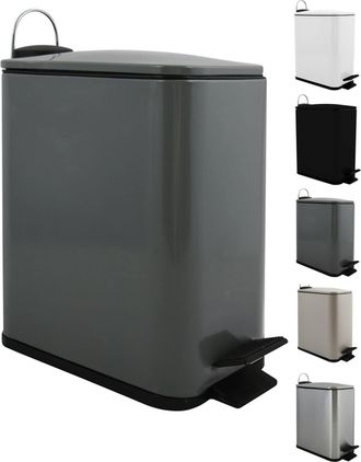 Spirella Kosmetikeimer 5 Liter Edelstahl mit Absenkautomatik und Inneneimer Erik Badezimmer Mülleimer Softclose Abfalleimer anthrazit, Gris Mat, 5 litres